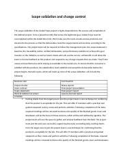 Scope Validation Docx Scope Validation And Change Control The Scope