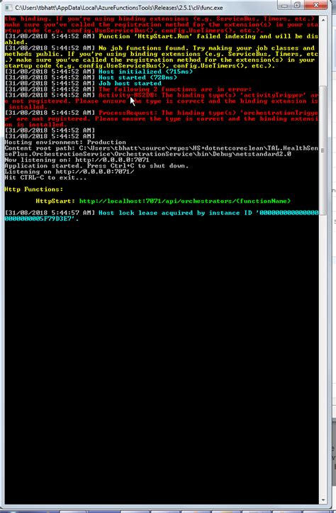 Net Standard Azure Durable The Binding Types Are Not Registered Stack Overflow