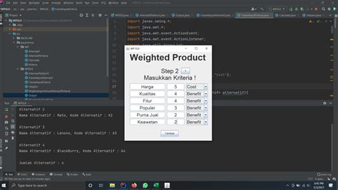 github jeremia49 weightedproduct java decision support system using