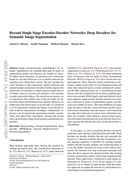 Pdf Beyond Single Stage Encoder Decoder Networks Deep Decoders For Semantic Image Segmentation