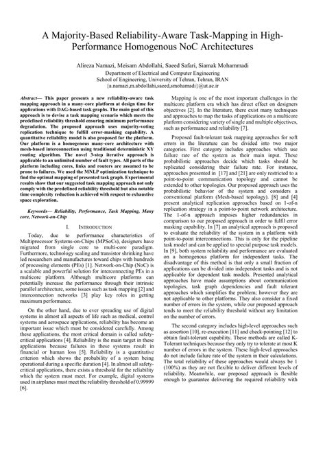Pdf A Majority Based Reliability Aware Task Mapping In High Performance Homogenous Noc