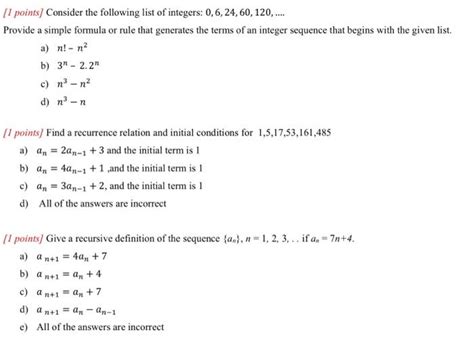 Solved I Points Consider The Following List Of Integers Chegg