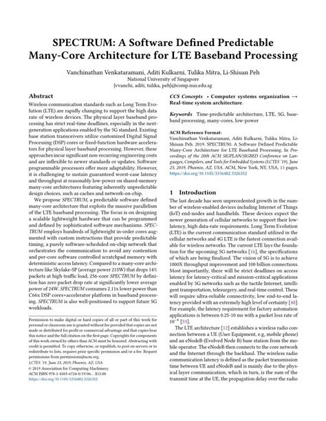 pdf spectrum a software defined predictable many core architecture