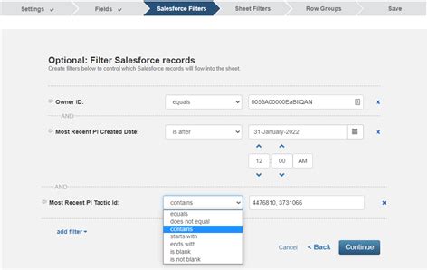 Salesforce Smartsheet Connector Salesforce Filter With Multi Value Smartsheet Community