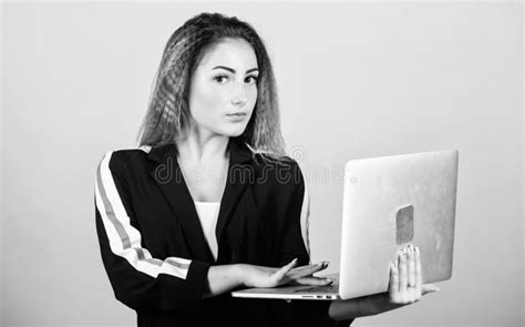 Software Developer Study Programming Blogging Concept Online Remote Job Girl With Laptop