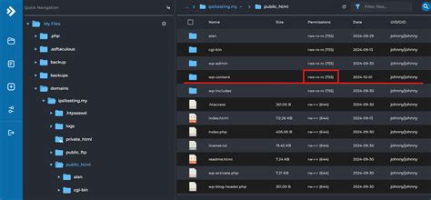 how to troubleshoot wordpress permission error using directadmin