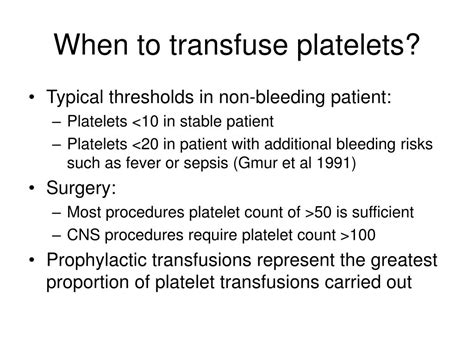 Ppt Strategies For Transfusion Of Platelets To Patients With