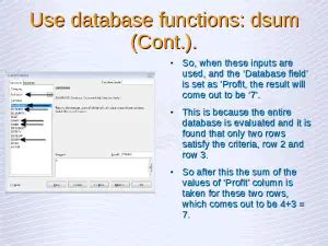 Advanced Spreadsheets Database Functions Advanced Spreadsheets Database Functions
