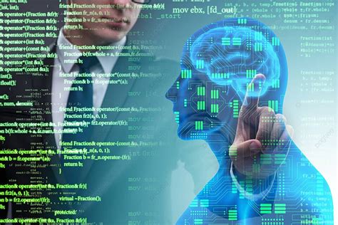 Machine Learning Concept As Modern Technology Robotic Data Businessman Photo Background And