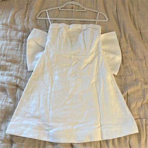 Dissh Dresses Dissh Dress Aisle White Linen Back Bow Dress Us 4 Aus 8 Poshmark