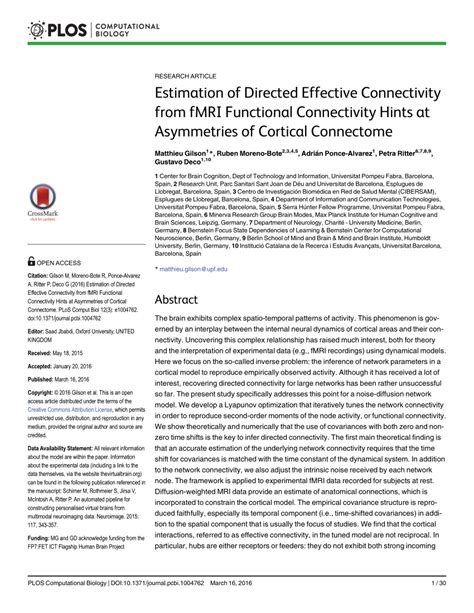 Pdf Estimation Of Directed Effective Connectivity From Fmri