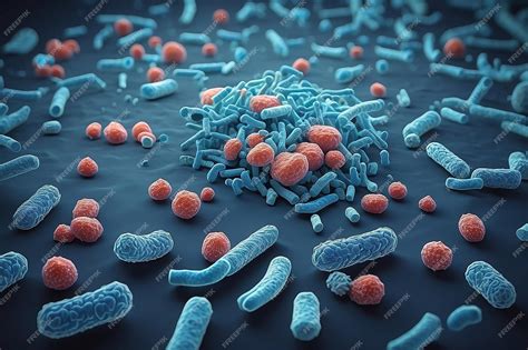 Premium Photo Blue Bifidobacterium Lactobacillus Microbiome Under Microscope Probiotic Cells