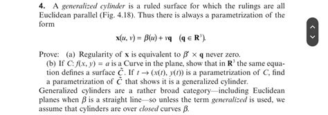 Solved 4 A Generalized Cylinder Is A Ruled Surface For