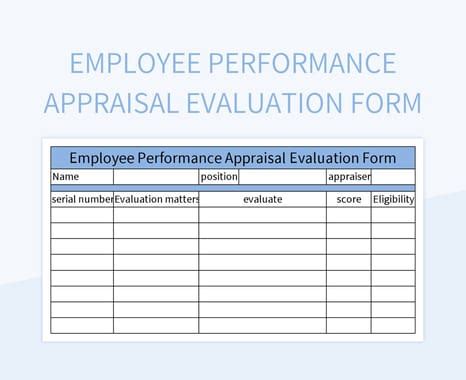 Employee Performance Appraisal KPI Evaluation Form Excel Template And Google Sheets File For