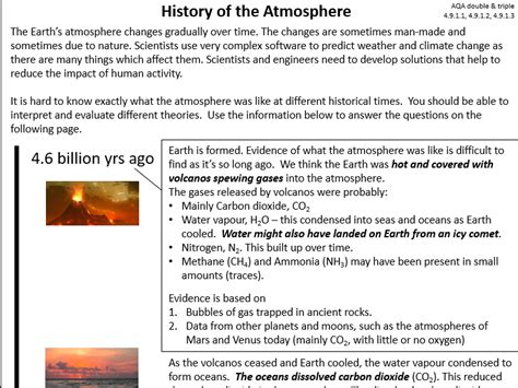 Gcse Chemistry Gases Of The Atmosphere Lesson