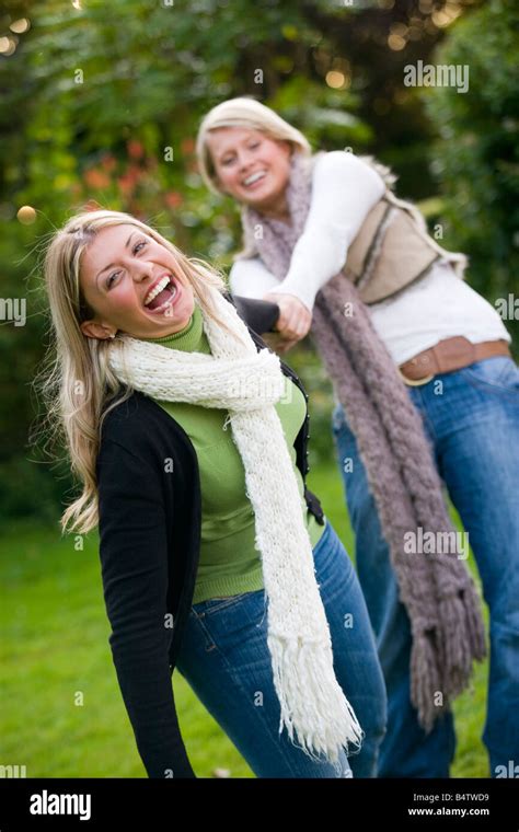 Two Girls Having Fun Stock Photo Alamy