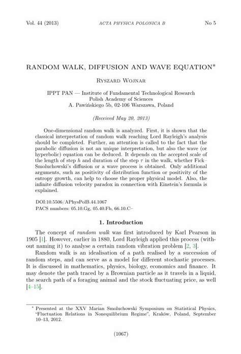 Pdf Random Walk Diffusion And Wave Equation · Random Walk