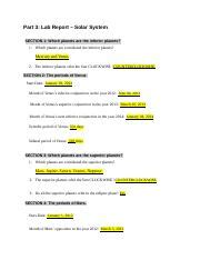 10 Solar System Lab Docx Part 3 Lab Report Solar System SECTION 1 Which Planets Are The