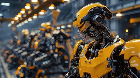 Robotics Assembly Line In High Tech Manufacturing Facility Generated With Ai Stock Image Image