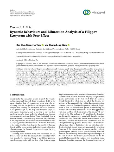 Pdf Dynamic Behaviours And Bifurcation Analysis Of A Filippov