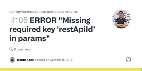 Error Missing Required Key Restapiid In Params · Issue 105 · Deliveryheroserverless Aws