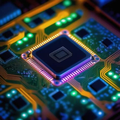 Premium Photo Integrated Microchip Circuit Board For Server Central Computer Processor