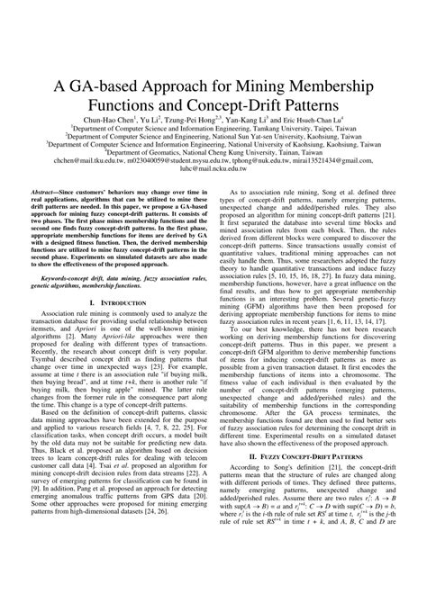 PDF A GA Based Approach For Mining Membership Functions And Concept Drift Patterns