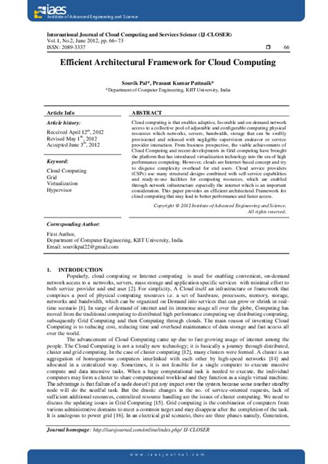 Pdf Efficient Architectural Framework For Cloud Computing