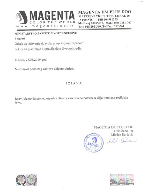 Izjava Za Prevoz Otpada Pdf