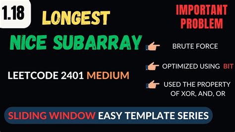 118 Longest Nice Subarray Leetcode 2401 Sliding Window C Easy