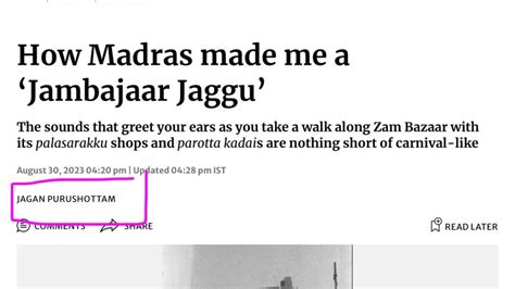 jagan p on linkedin an article i wrote about madras has featured in