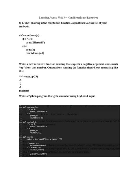 Pa 3 Pa 3 Learning Journal Unit 3 Conditionals And Recursion Q 1