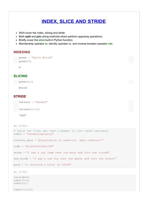 Index Slice And Stride Indexing Pdf Computer Programming