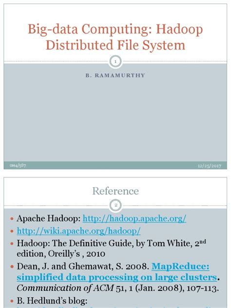Big Data Computing Hadoop Distributed File System B Ramamurthy Pdf