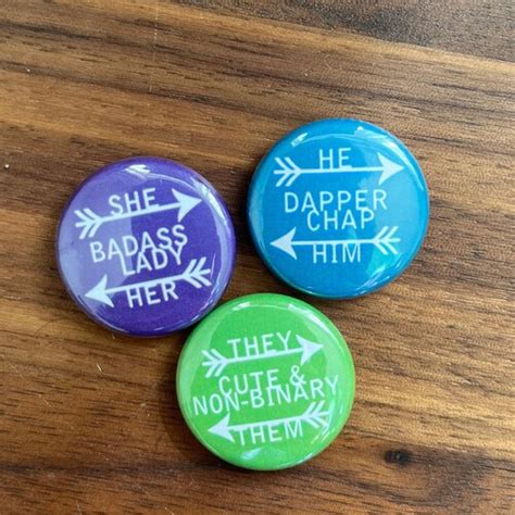 Lgbt Pronoun Pin Badge Buttons He Him She Her They Them Etsy