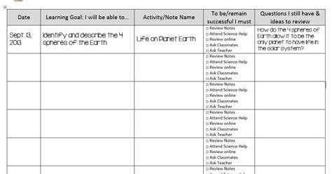 Mrs Brosseau S Binder 10 Learning Goal Tips FREEBIE