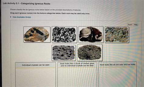 solved lab activity 5 1 categorizing igneous rocks please