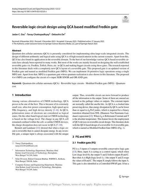 Reversible Logic Circuit Design Using Qca Based Modified Fredkin Gate