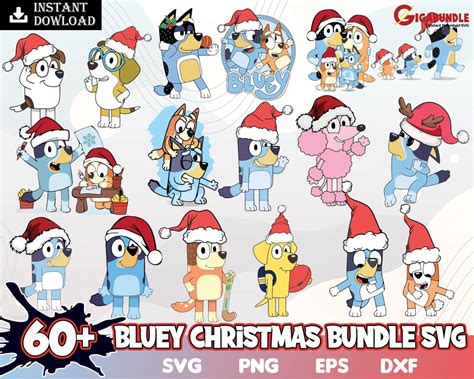 Christmas Bluey Svg Bundle Bluey Vector Bluey Clipart Bluey Svg File Gigabundlesvg