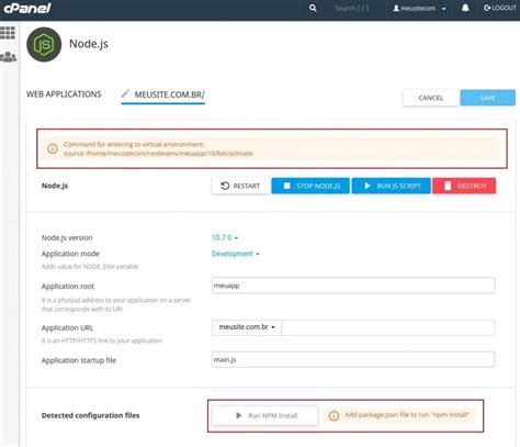 Nodejs Criando Uma Aplicação Pelo Cpanel Homehost