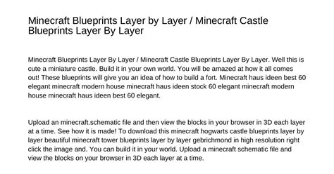 Minecraft Blueprints Layer By Layer Minecraft Castle Blueprints Layer By Layerxogop Pdf Pdf