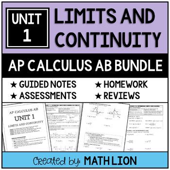 Limits And Continuity Ap Calculus Ab Unit 1 By Math Lion Tpt