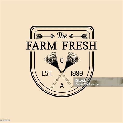 벡터 복고풍 농장 신선한 로고 유기농 품질 제품 로고입니다 에코 음식 기호입니다 빈티지 손 갈 아이콘 스케치 가정용 장비에 대한 스톡 벡터 아트 및 기타 이미지 Istock