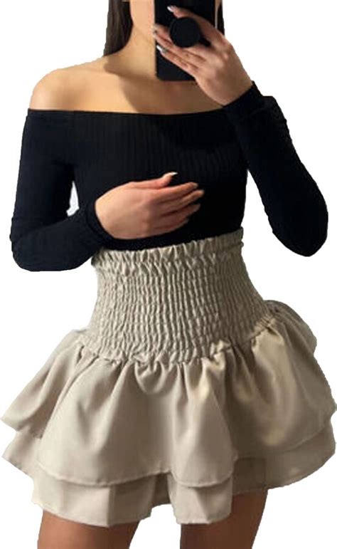 Fashionwise Ladies Frill Mini Rara Skirt Women Tartan Check Pleat Gathering Mini Party Skirt