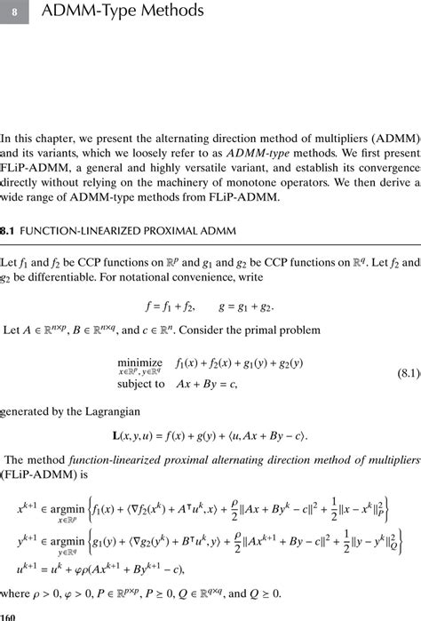 Admm Type Methods Chapter 8 Large Scale Convex Optimization