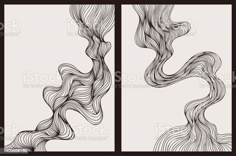 세련된 손으로 그린 일러스트레이션과 연기 검은 색과 베이지 색 색상의 배경 연기 물리적 구조에 대한 스톡 벡터 아트 및 기타