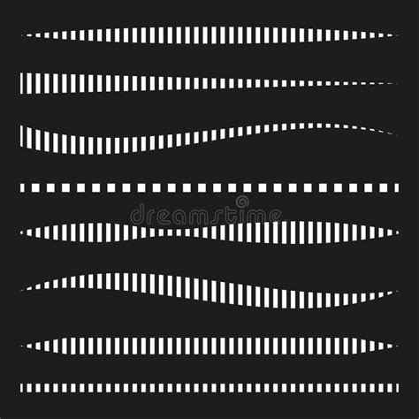 Abstract Wave Pattern Monochrome Line Distortion Optical Illusion Art Black Background Vector
