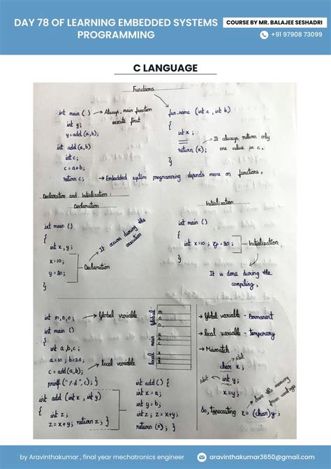 Day Functions Embeddedsystems Clanguage Functions Programming Aravintha Kumar