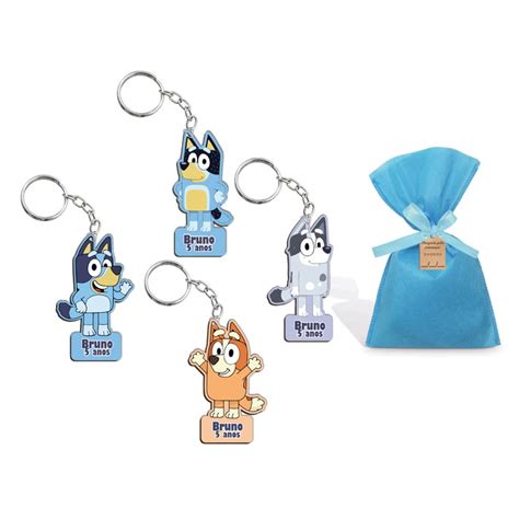Chaveiro Bluey Kit 4 Personagens Com Saquinho E Tag Elo7