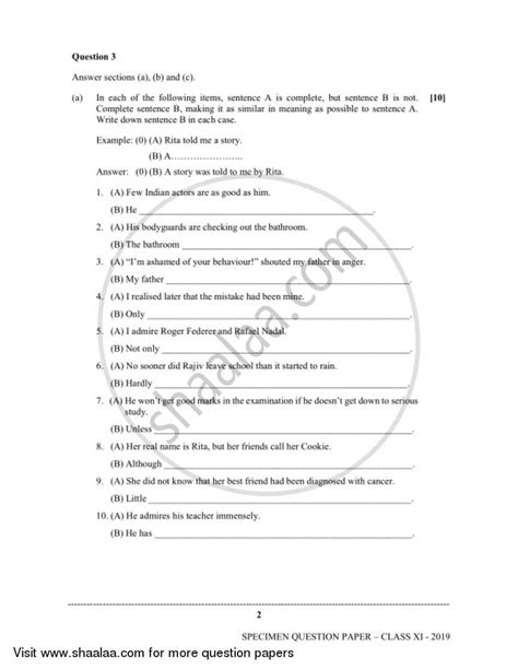 English 2018 2019 Isc Commerce Class 11 Set 1 Question Paper With Pdf Download